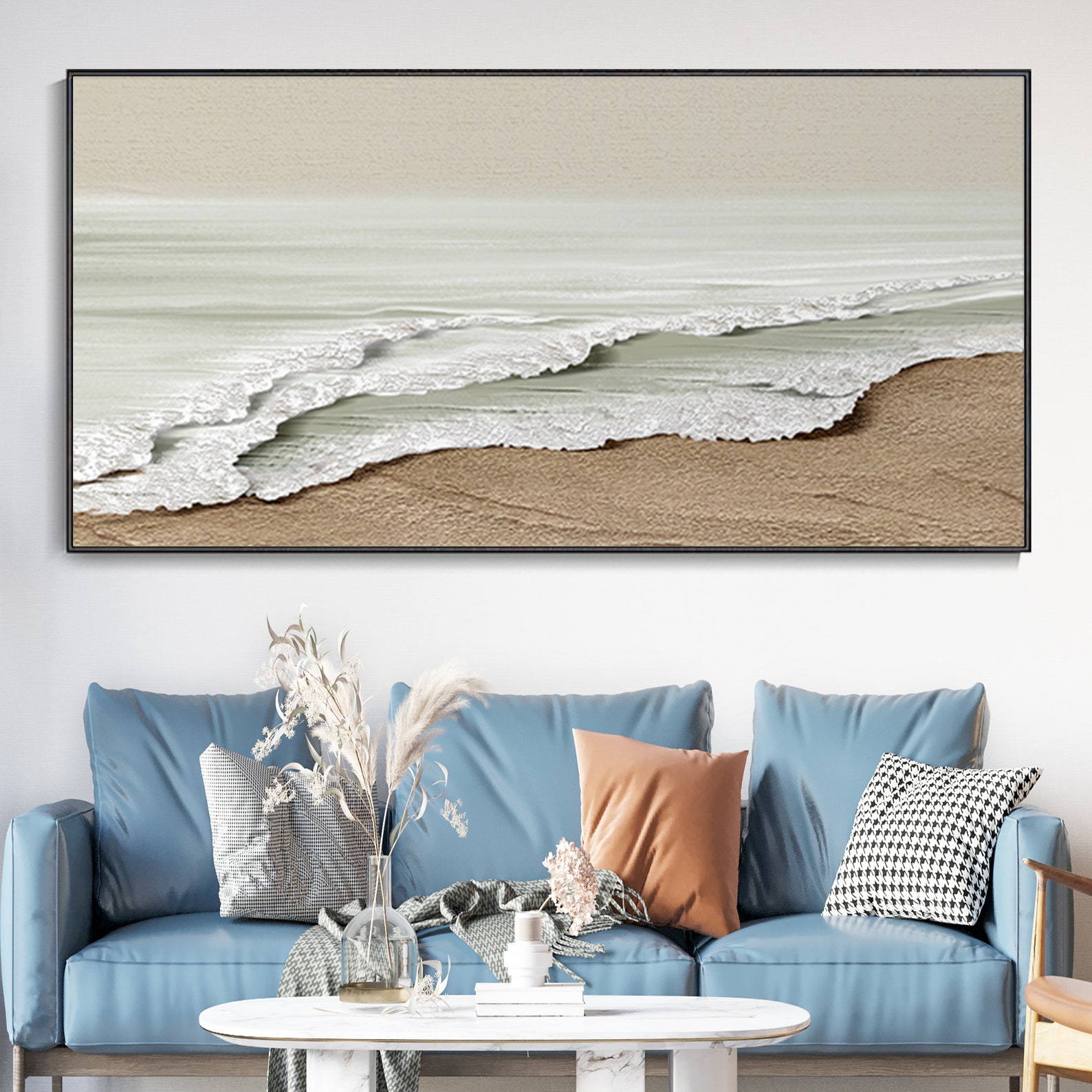 White Sea Waves Decor Oil Painting, Large Wall Hand Painted Texture Sea ...
