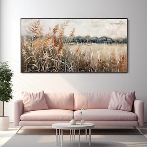 Hand-painted Autumn Reeds Abstract Decorative Art Modern Textured ...