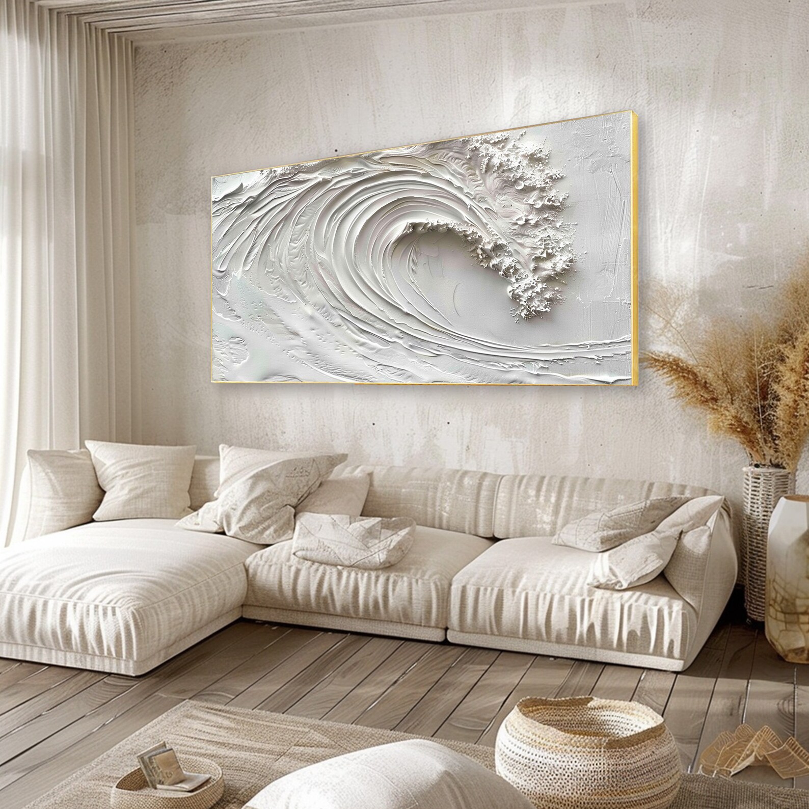 3D Ocean Waves Abstract Canvas Art, Abstract Ocean Waves Decor Painting ...