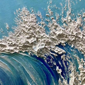 3D Ocean Hand Texture Oil Painting Abstract Blue Sea Home Decor Art ...