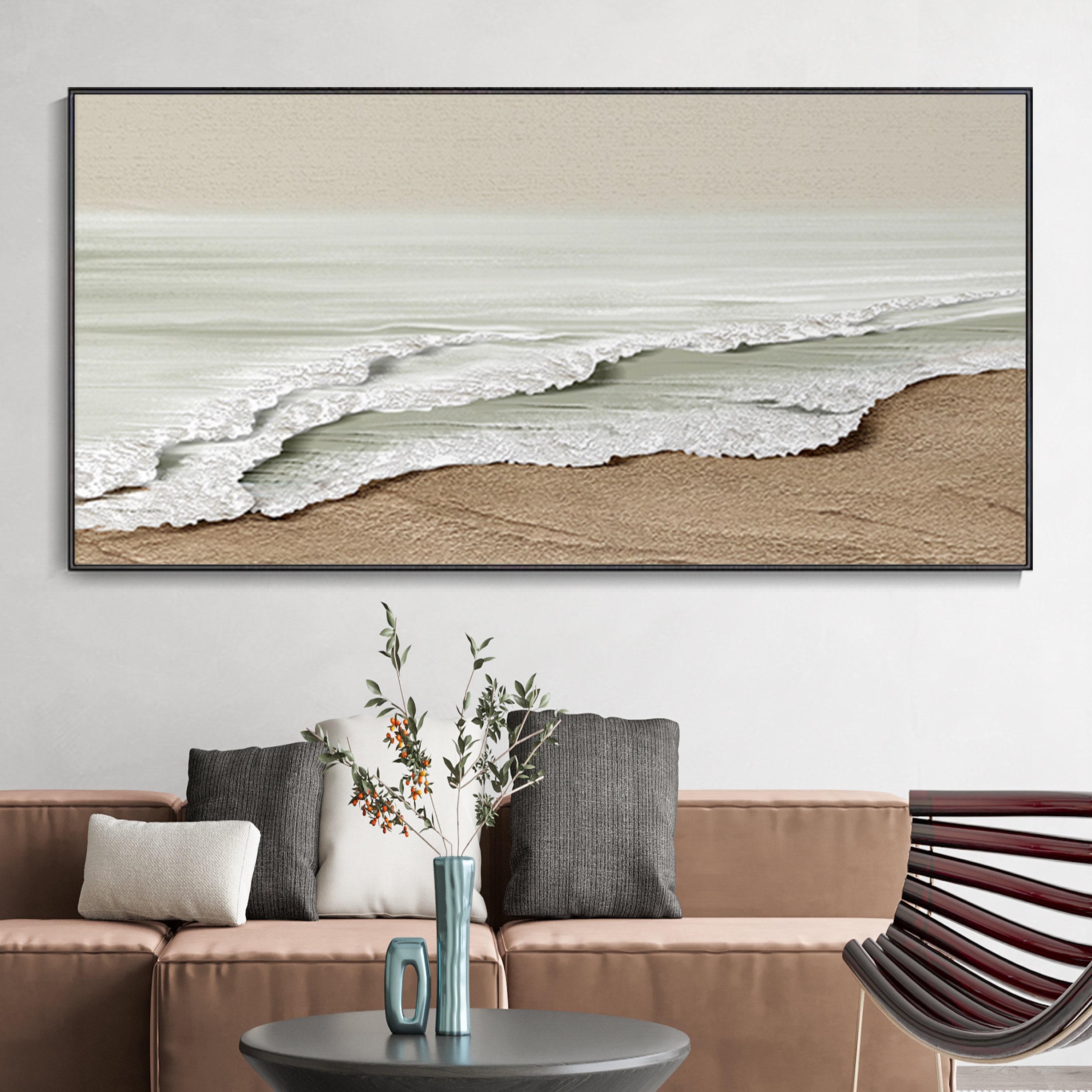 White Sea Waves Decor Oil Painting Large Wall Hand Painted - Etsy