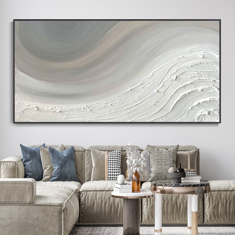 Simple Hand Flowing Oil Painting Abstract Texture White - Etsy