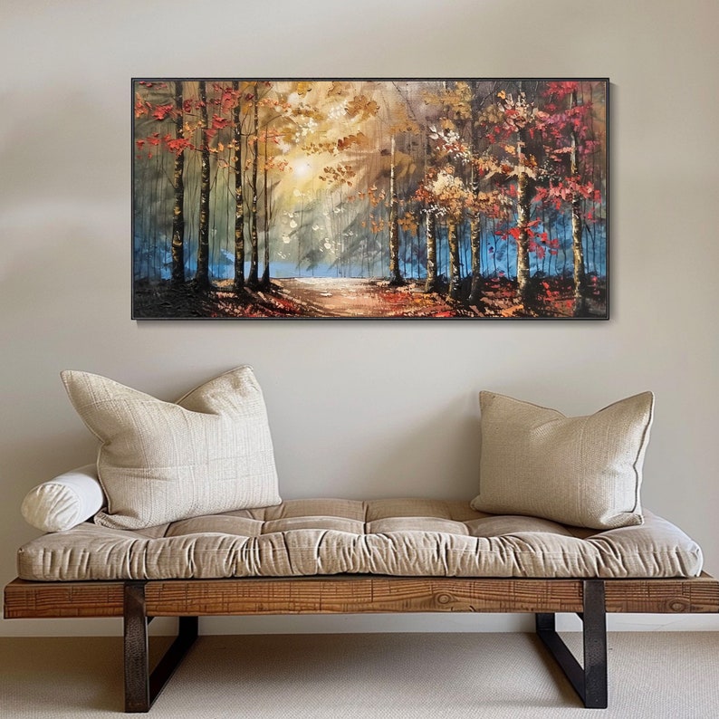Hand Oil Painting Abstract Forest Autumn Scenery Bedroom Headboard ...