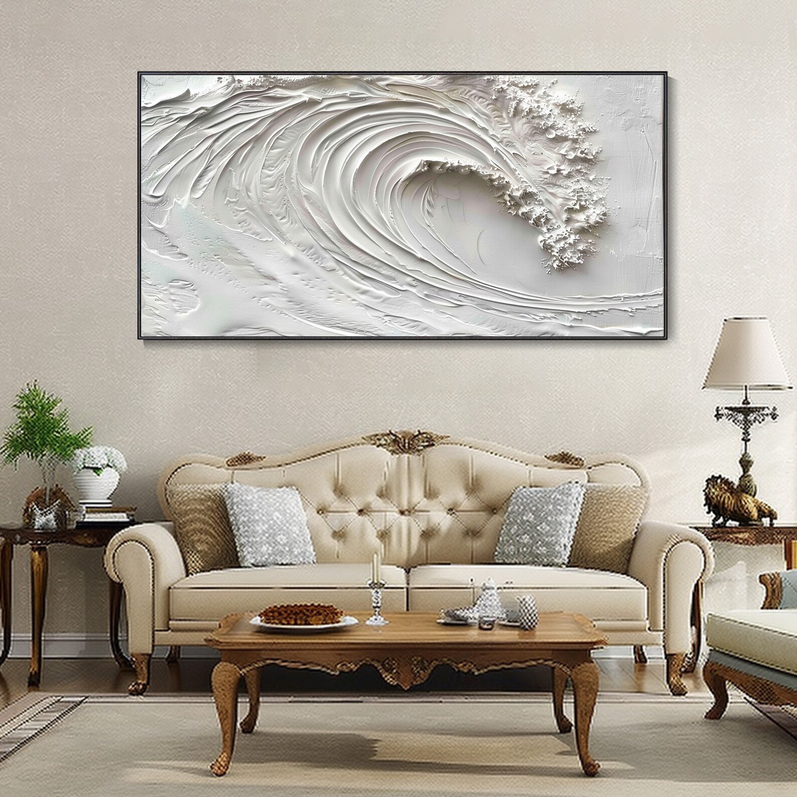 3D Ocean Waves Abstract Canvas Art, Abstract Ocean Waves Decor Painting ...