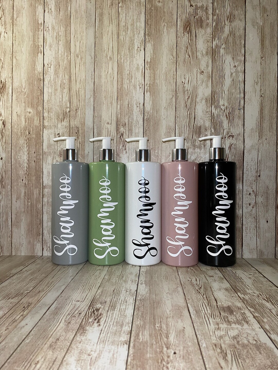 Personalised PET Plastic Pump Bottles With Silver Lid and White Pump ...