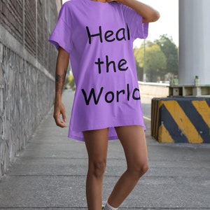 Personalized T-shirt Dress for Women, Heal the World Tshirt Dress, Heal ...