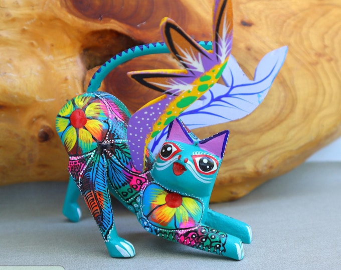 Gato Alebrije, Unique Cat, Black Cat Alebrije, Alebrije From Oaxaca ...