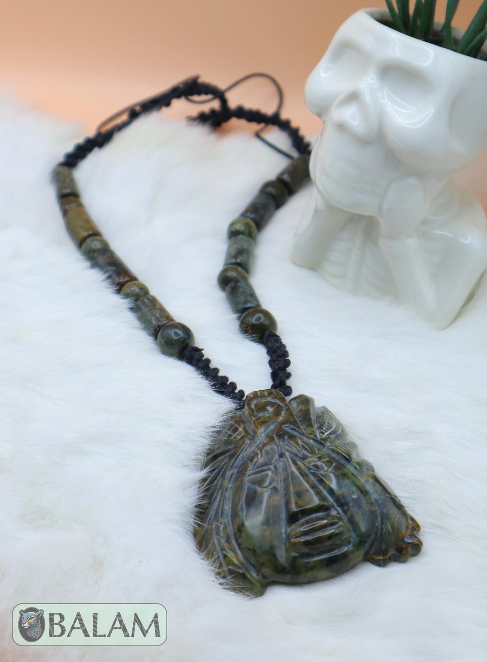 Hand Carved Mayan Jade Necklace, Cinteotl Maize God, Protective Amulet ...