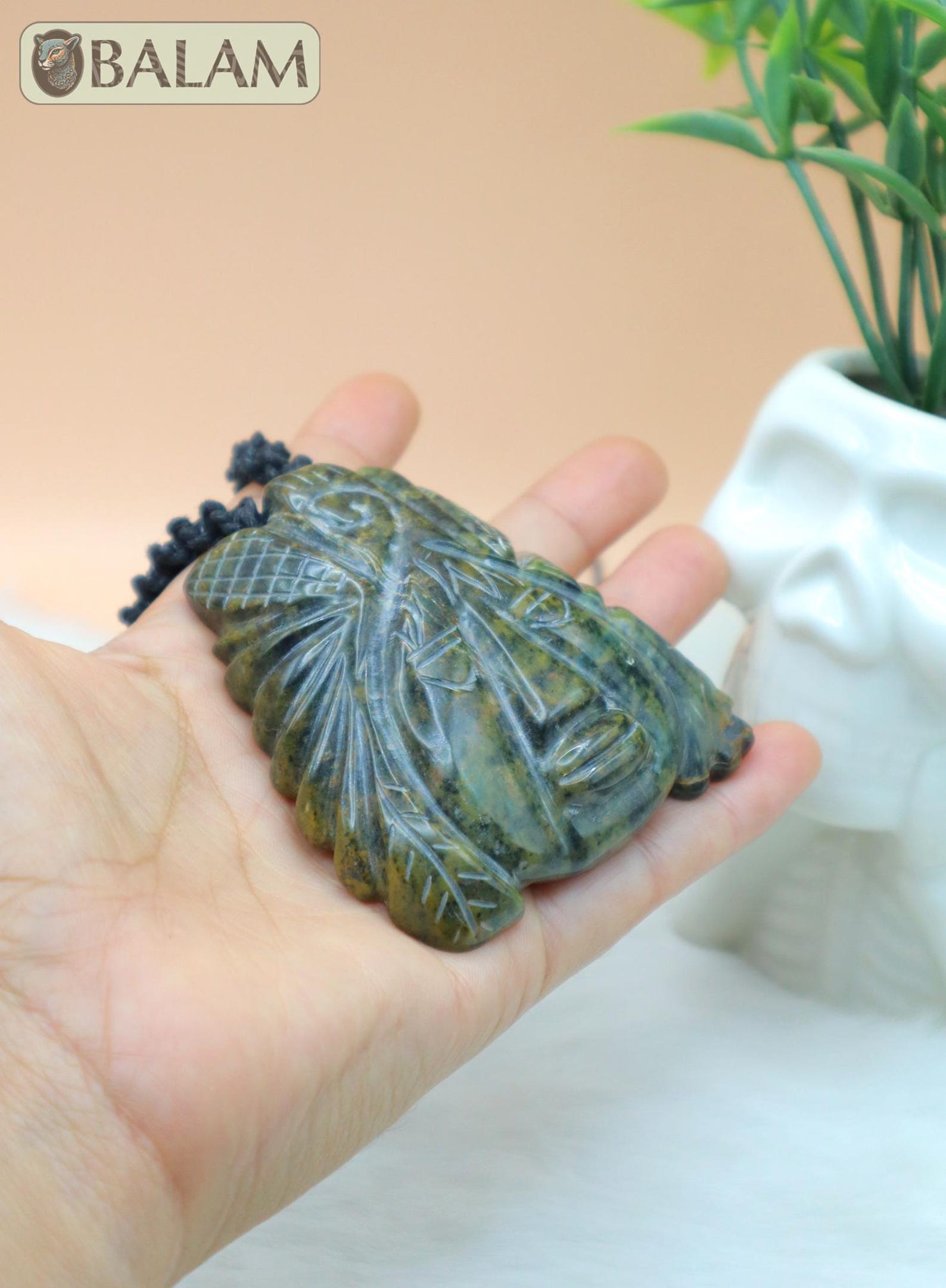 Hand Carved Mayan Jade Necklace, Cinteotl Maize God, Protective Amulet ...