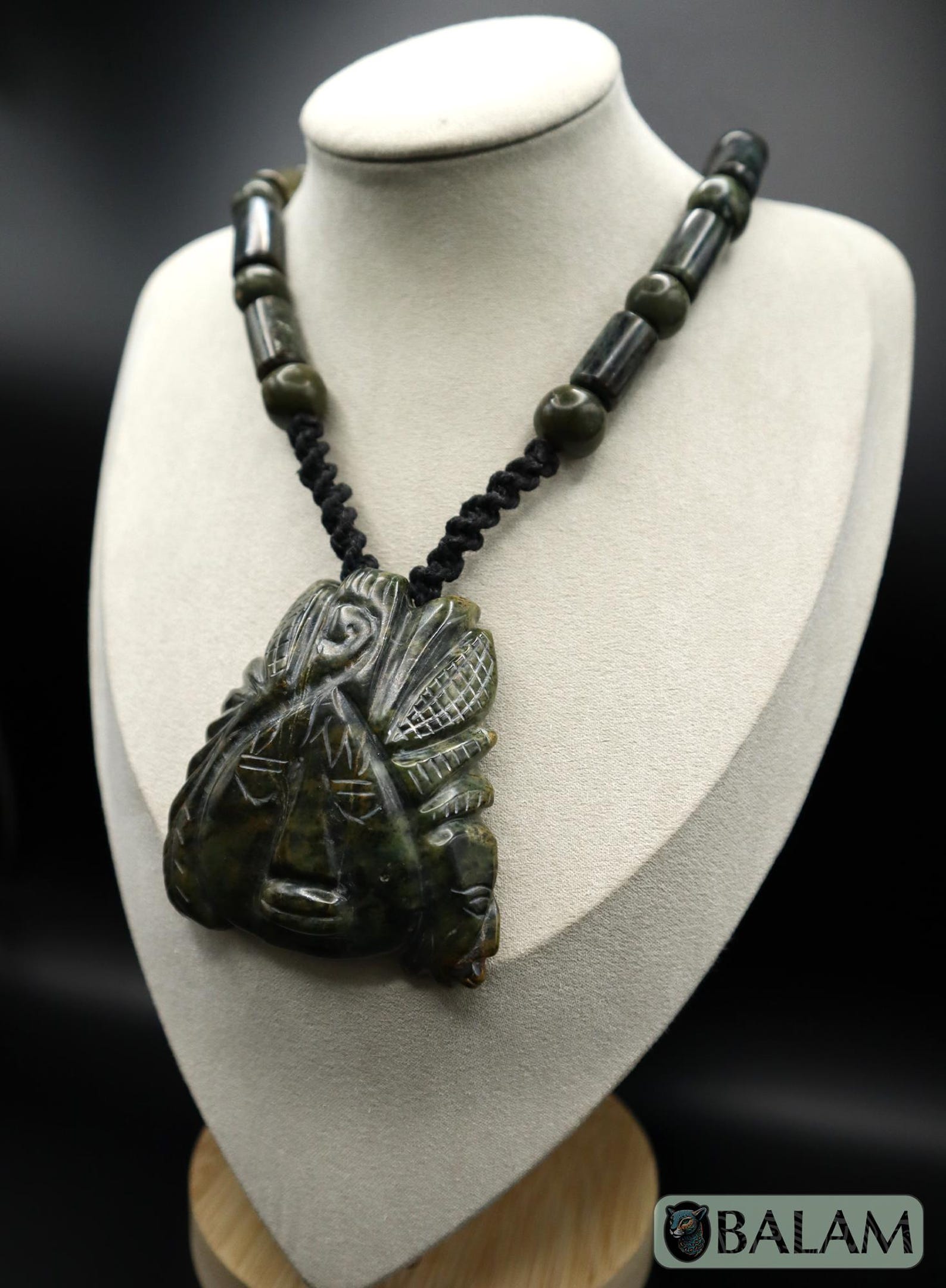 Hand Carved Mayan Jade Necklace, Cinteotl Maize God, Protective Amulet ...
