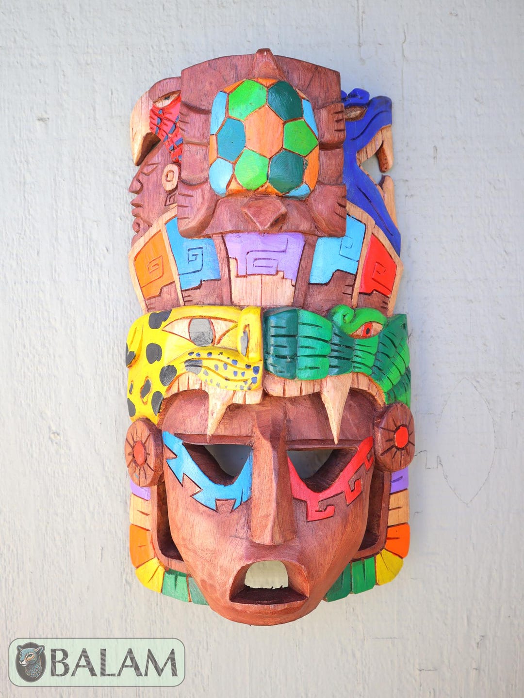 Mayan Duality of Jaguar and Snake Mask, Cedar Wooden Mayan Mask, Mayan ...
