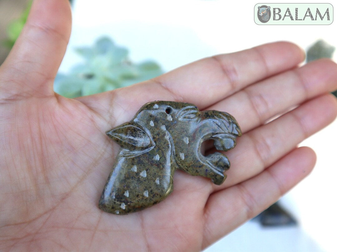 Hand Carved Mayan Jade Jaguar Pendant, Ceremonial Stone - Etsy
