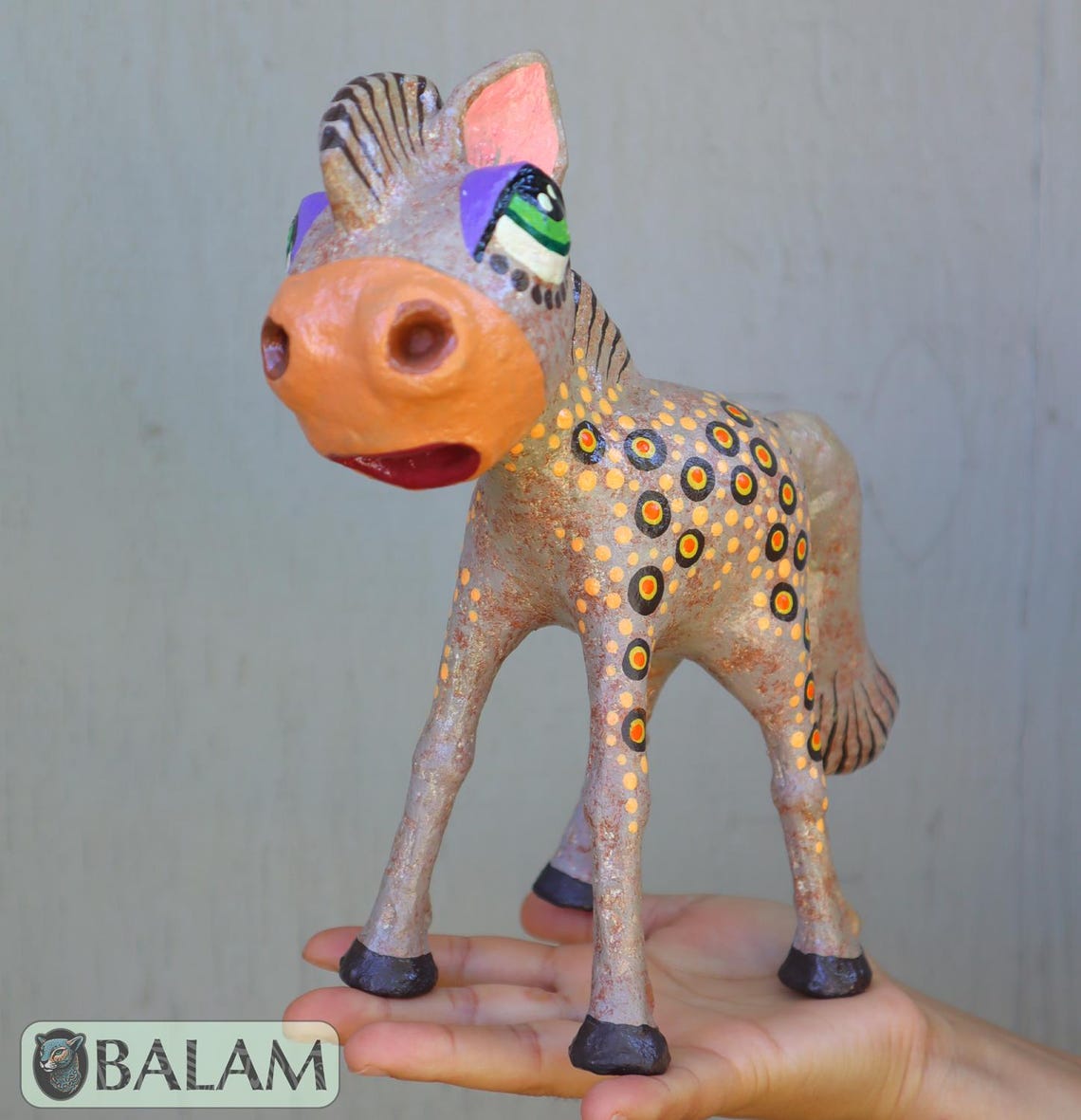 Hand Painted Donkey Alebrije, Paper Mache Sculpture, Maya Art - Etsy