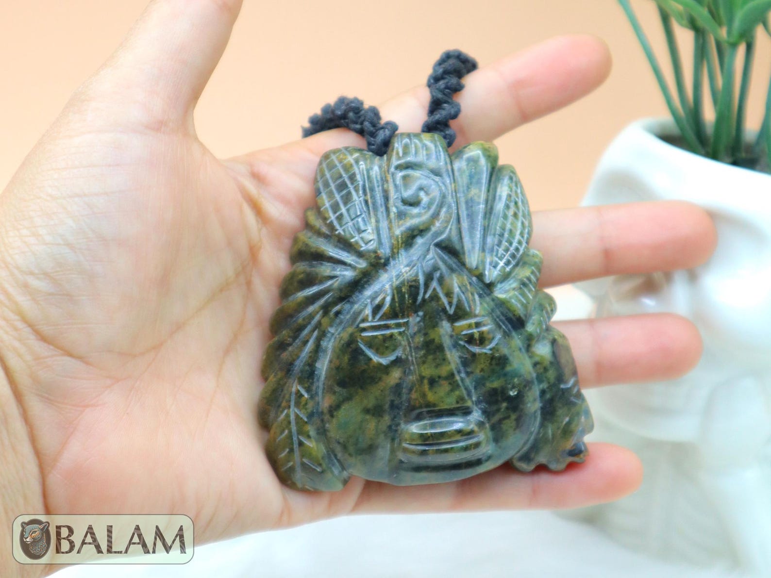 Hand Carved Mayan Jade Necklace, Cinteotl Maize God, Protective Amulet ...