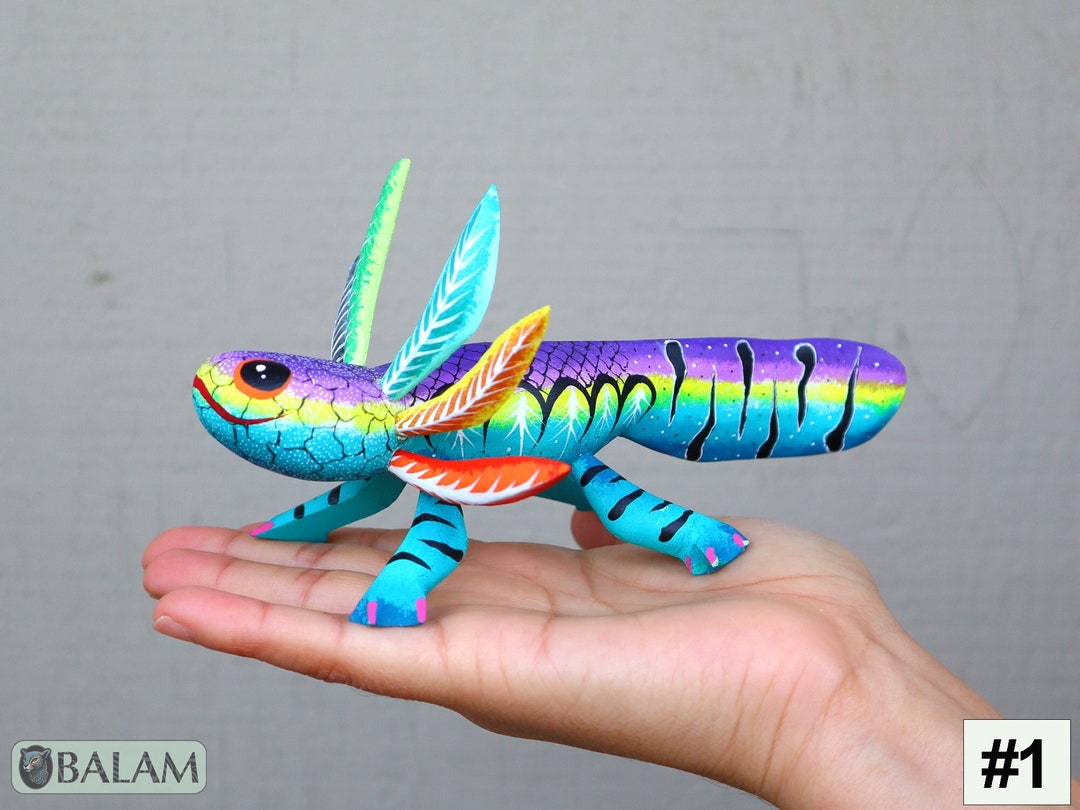 Little Ajolote Alebrije, Alebrije From Oaxaca, Copal Wood Sculpture ...