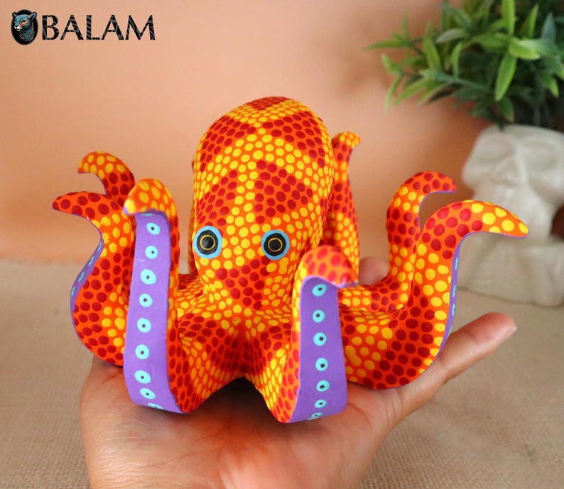 Handmade Copal Wood Octopus Alebrije, Oaxaca Folk Art Sculpture - Etsy