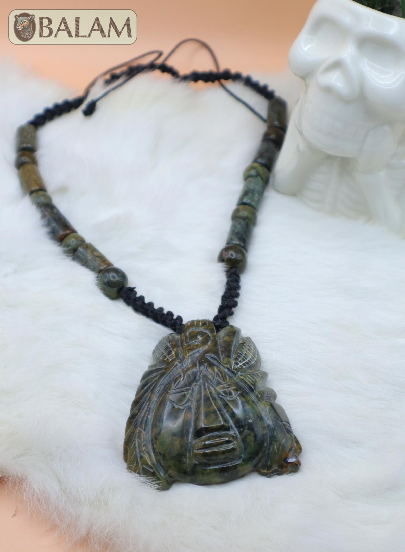 Hand Carved Mayan Jade Necklace, Cinteotl Maize God, Protective Amulet ...