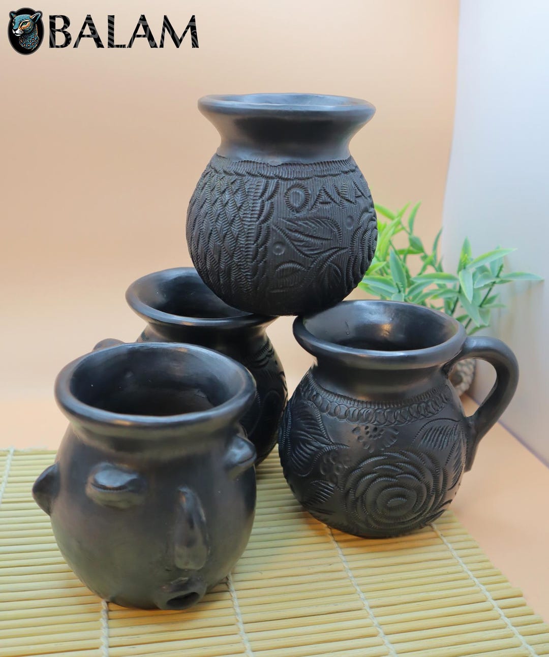 Barro Negro Chocolatera or Coffee Mug With Patterns, Taza Bola or ...