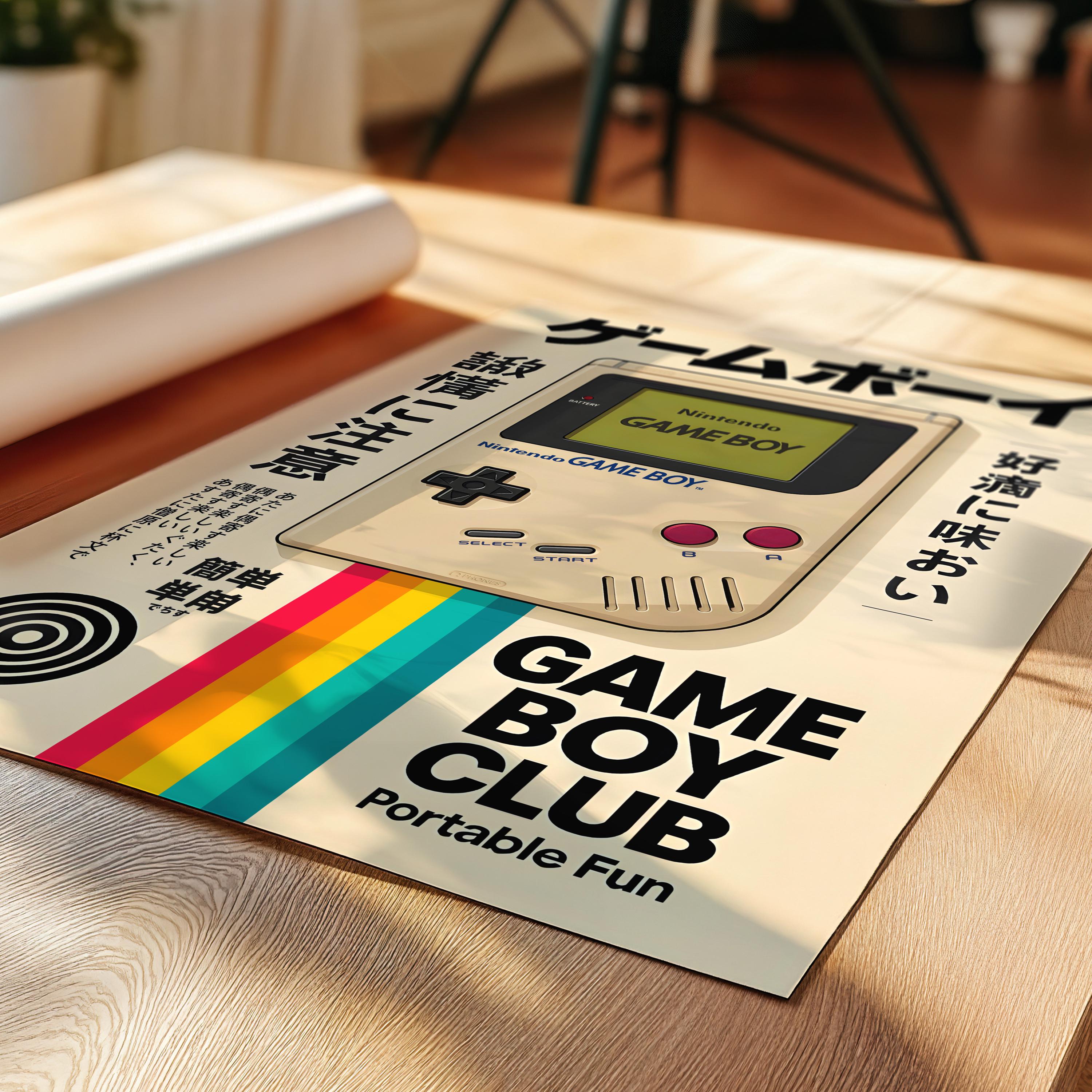 Retro Game Boy Poster | Nintendo Japanese Typography Print | 90s Retro ...