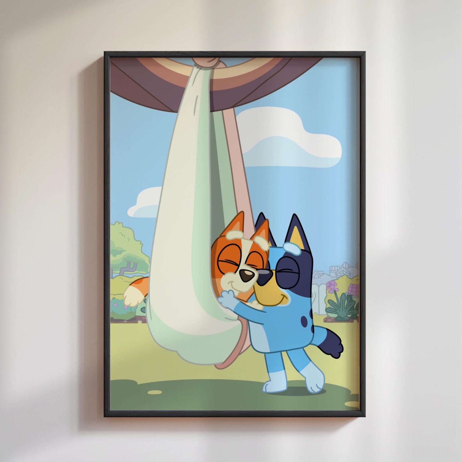 Bluey and Bingo Hug Print – Best Friends Wall Art | Nursery or Playroom ...