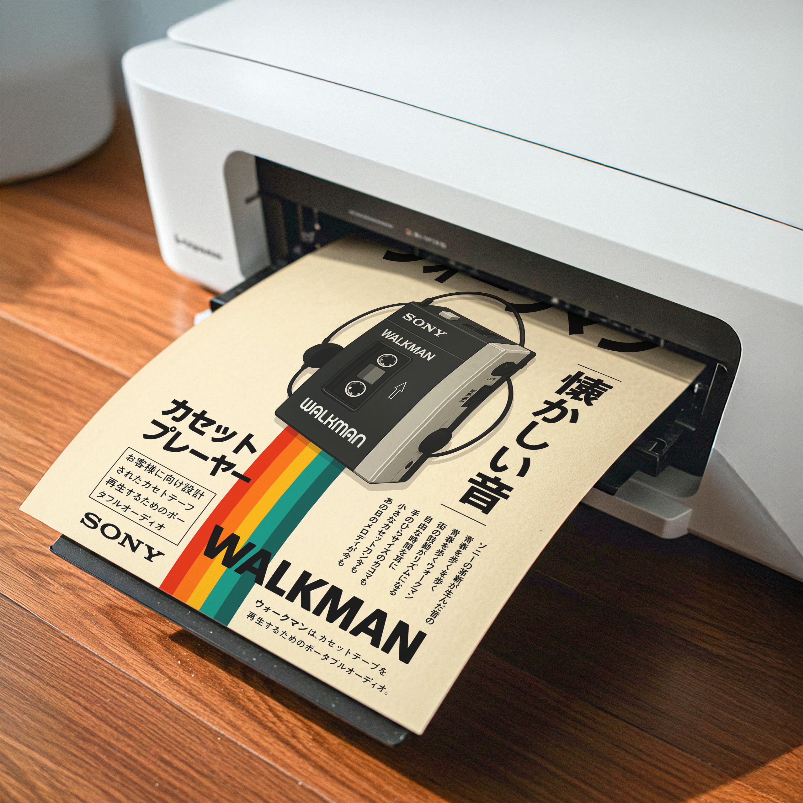 Sony Walkman Digital Poster | Japanese Retro Tech Wall Art | Vintage ...