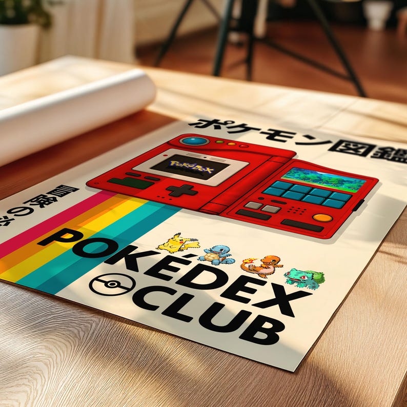 Pokédex Poster | Japanese Pokémon Wall Art | Retro Anime Typography ...