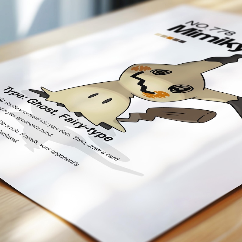 Mimikyu Pokemon Poster | Minimalist Japanese Anime Wall Art | Digital ...