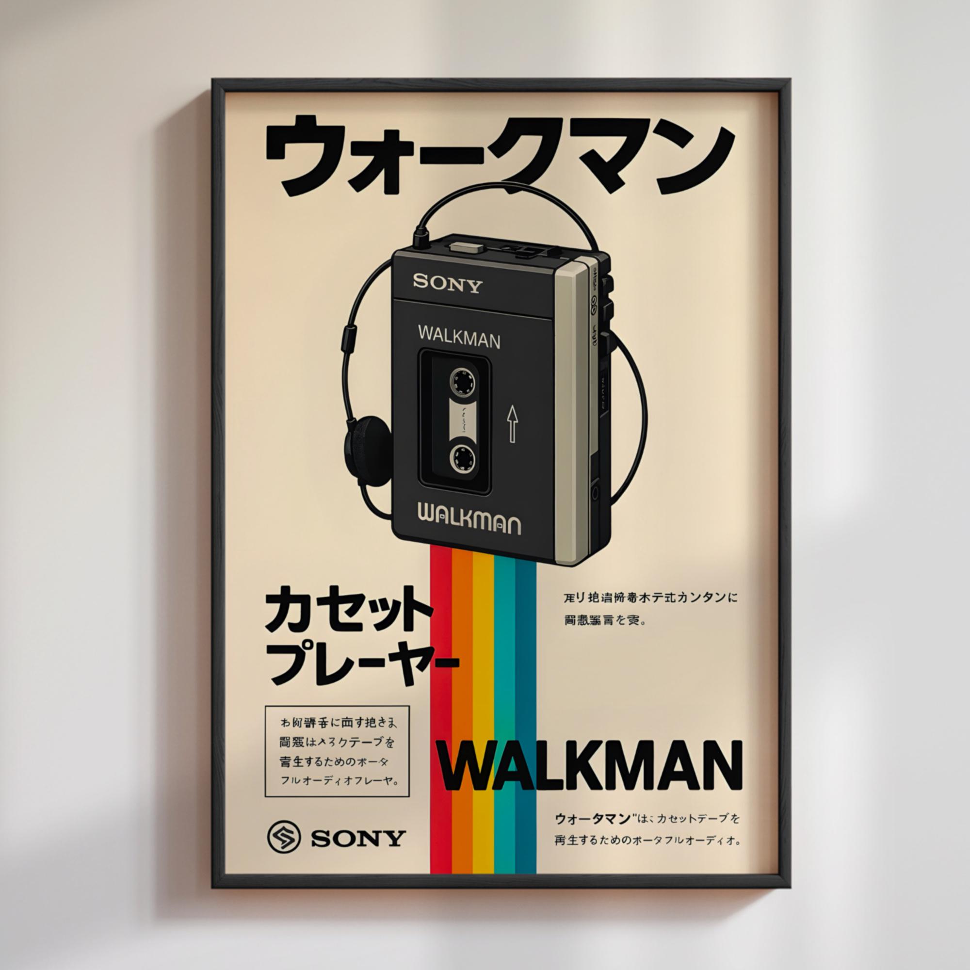 Retro Sony Walkman Poster - Vintage Japanese Typography Art Print ...
