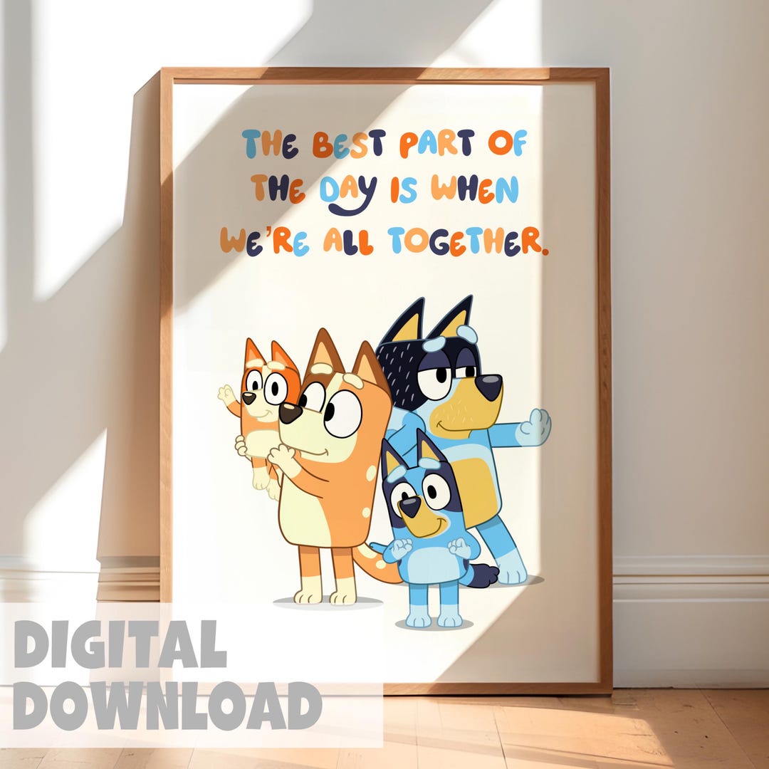 Bluey-inspired Family Wall Art | Heartwarming Kids Print | Nursery ...
