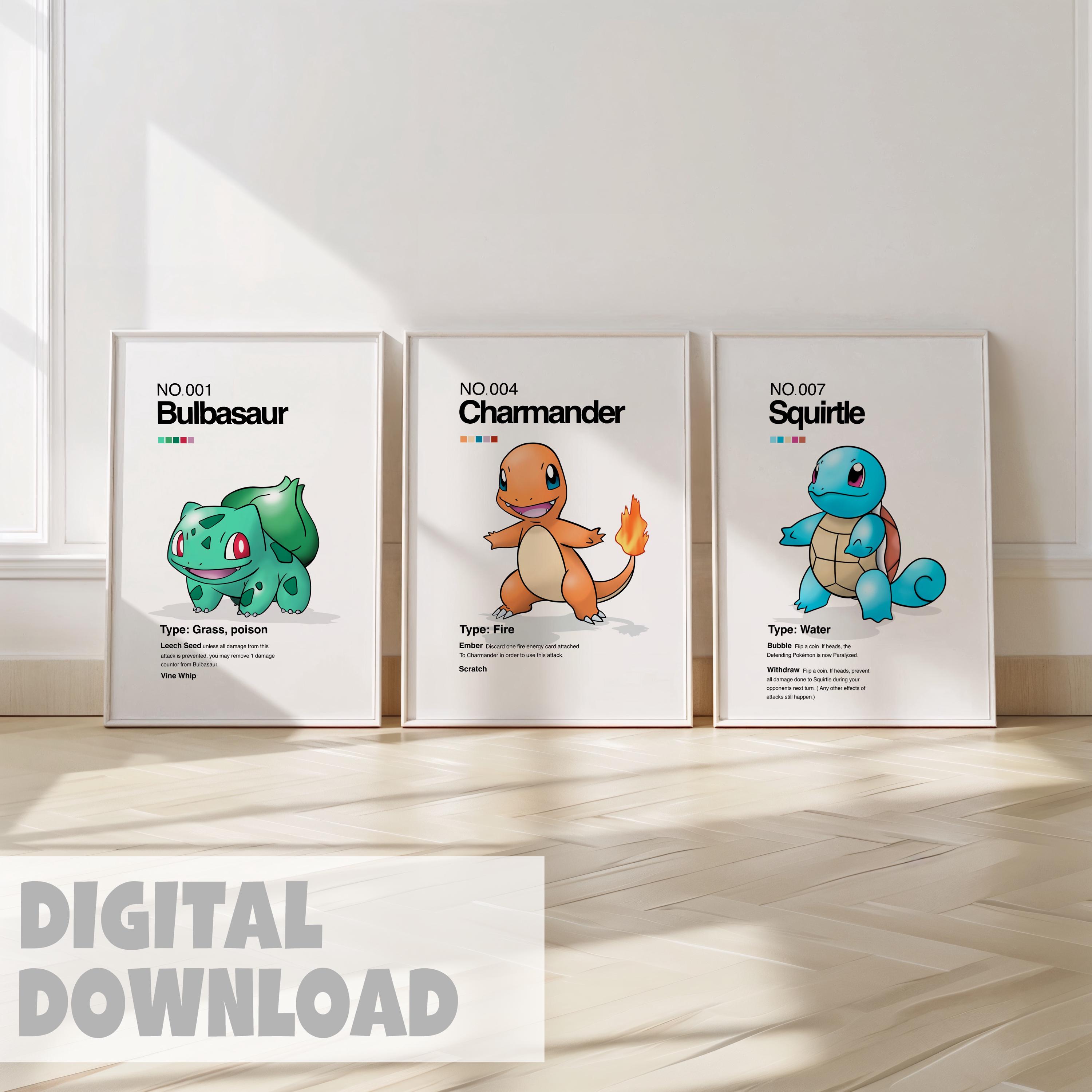 Pokémon Starter Set Poster – Bulbasaur, Charmander, Squirtle & Pikachu ...