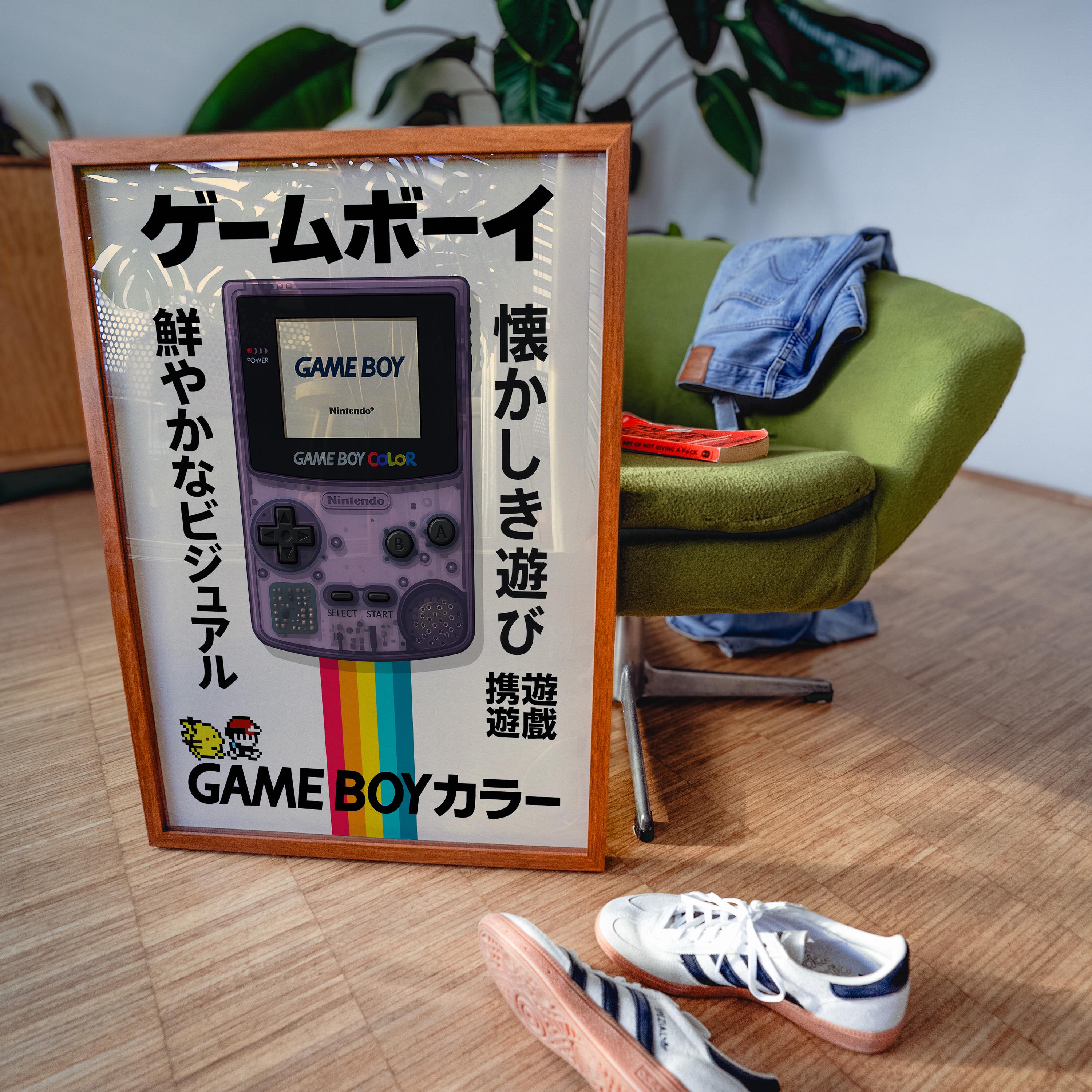 Game Boy Color Poster: Japanese Typography Retro Nintendo Art - Etsy