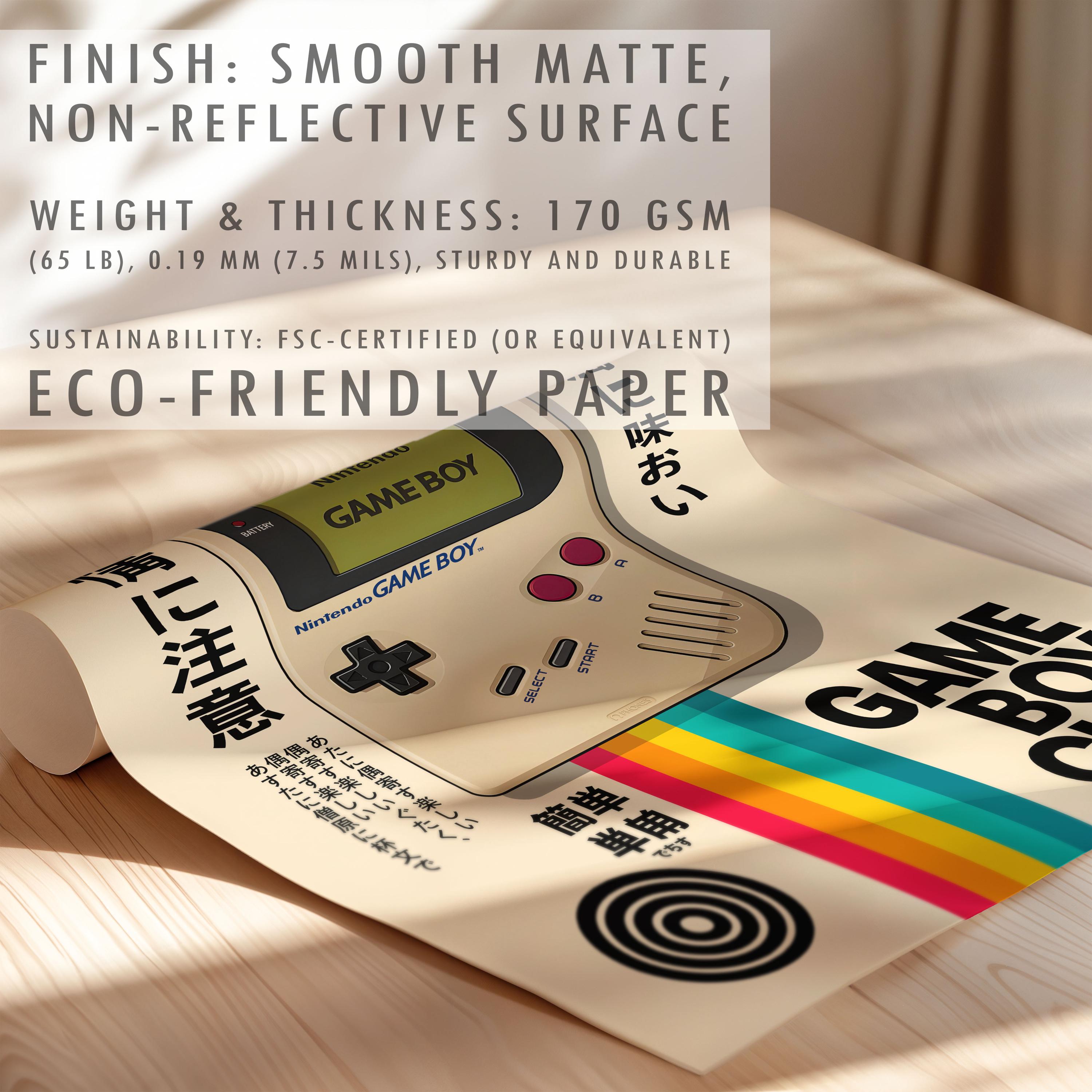 Retro Game Boy Poster | Nintendo Japanese Typography Print | 90s Retro ...