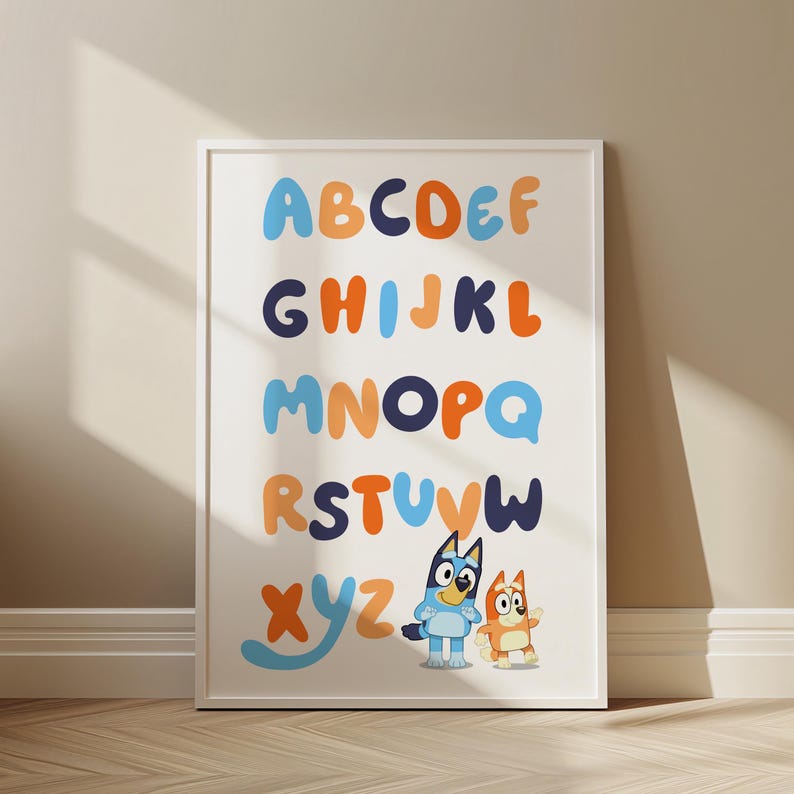 Bluey Inspired Alphabet Wall Art Printable for Kids Room | Fun ABC ...