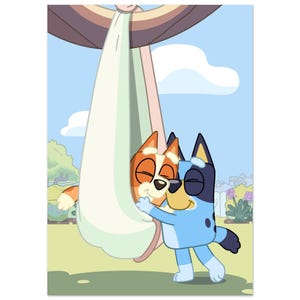 Bluey and Bingo Hug Print – Best Friends Wall Art | Nursery or Playroom ...