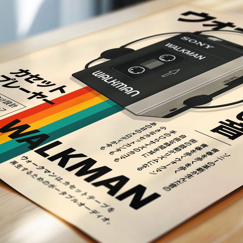Sony Walkman Poster | Retro Cassette Player Wall Art | Vintage Music ...
