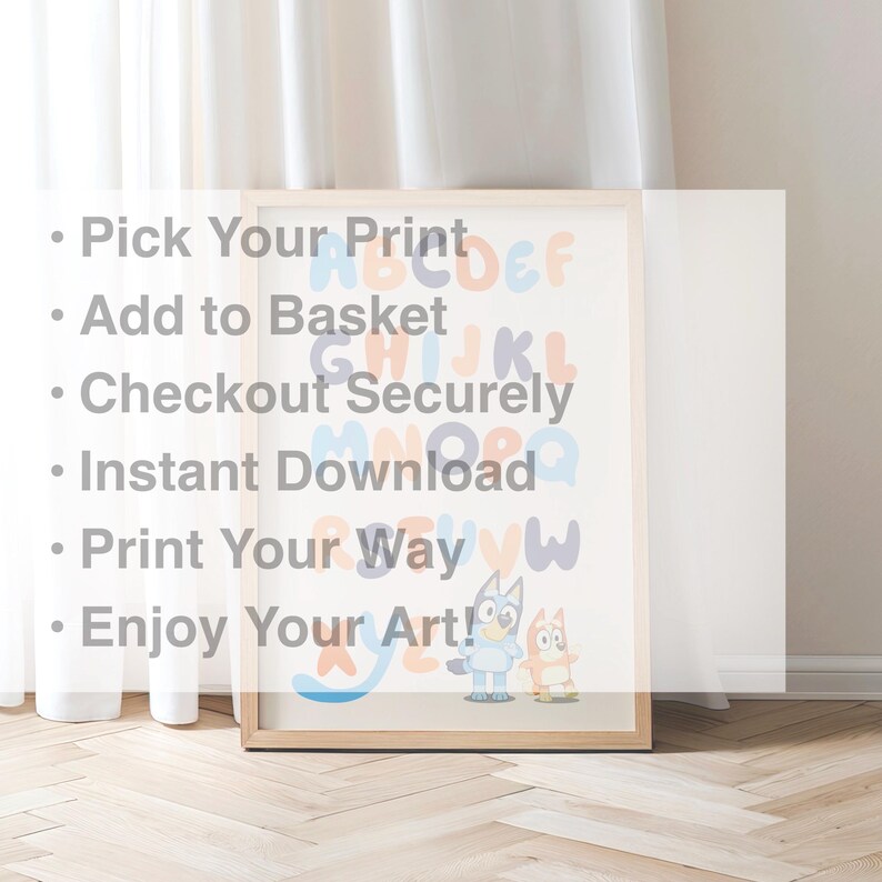 Bluey Inspired Alphabet Wall Art Printable for Kids Room | Fun ABC ...