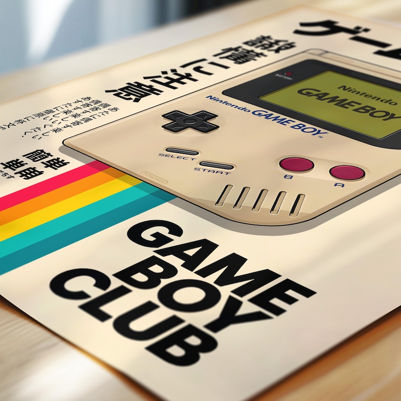 Retro Game Boy Poster | Nintendo Japanese Typography Print | 90s Retro ...