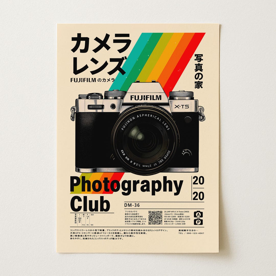 Retro Polaroid Poster | Japanese Typography Wall Art | Vintage Camera ...
