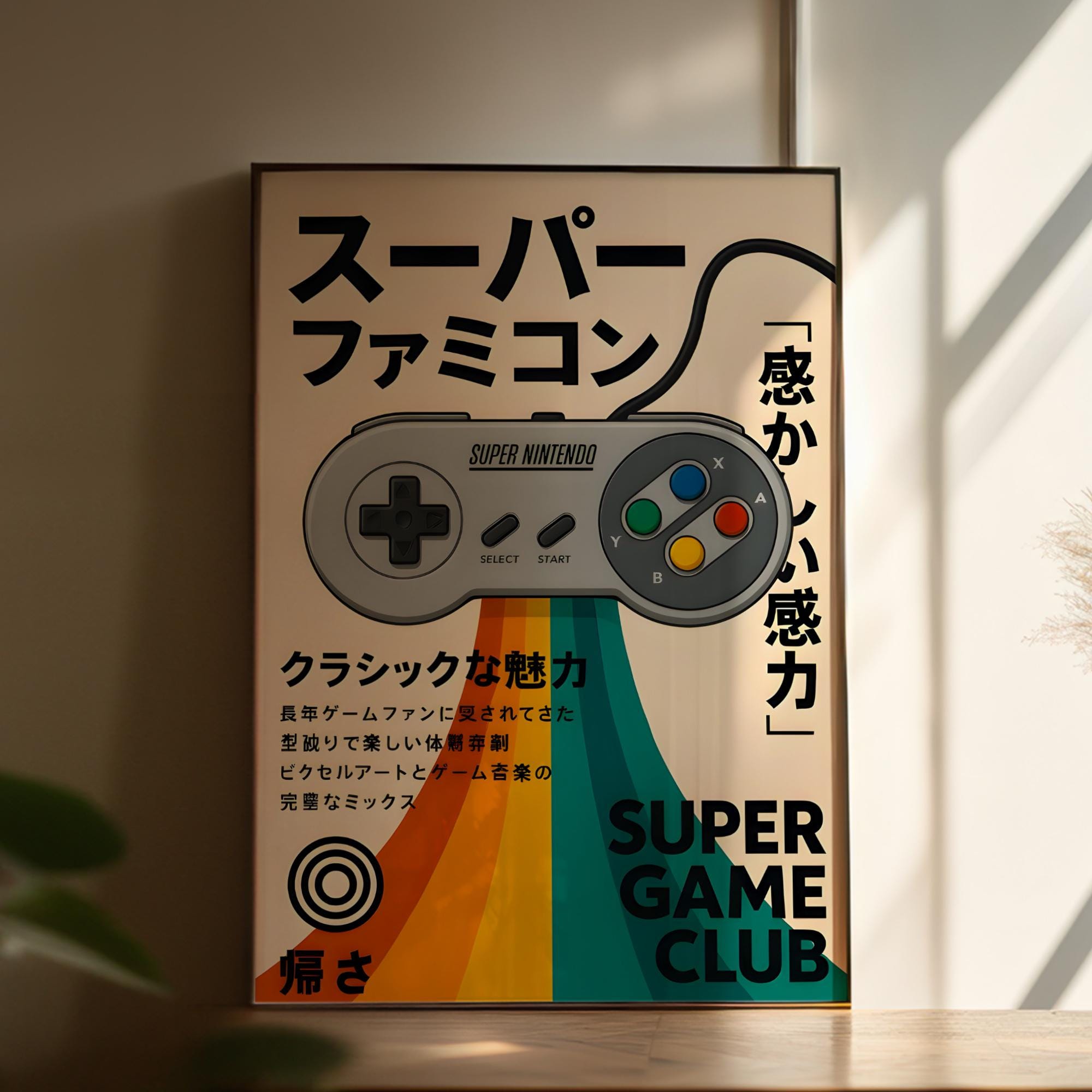 Retro Super Nintendo Poster – Japanese SNES Controller Wall Art, Gamer ...