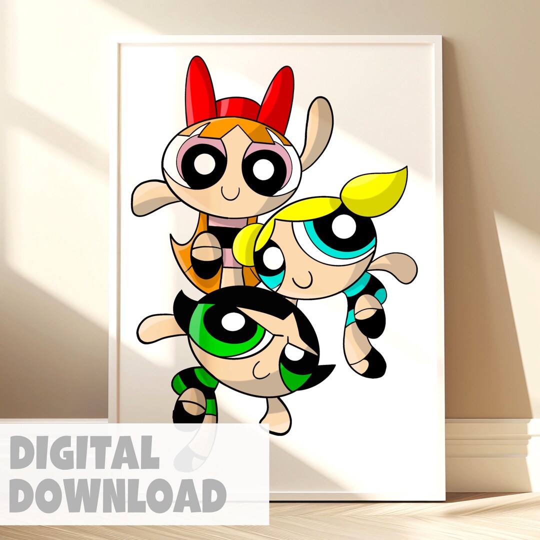 Power Puff Girls Poster – Retro Cartoon Wall Art for 90s Kids Room or ...