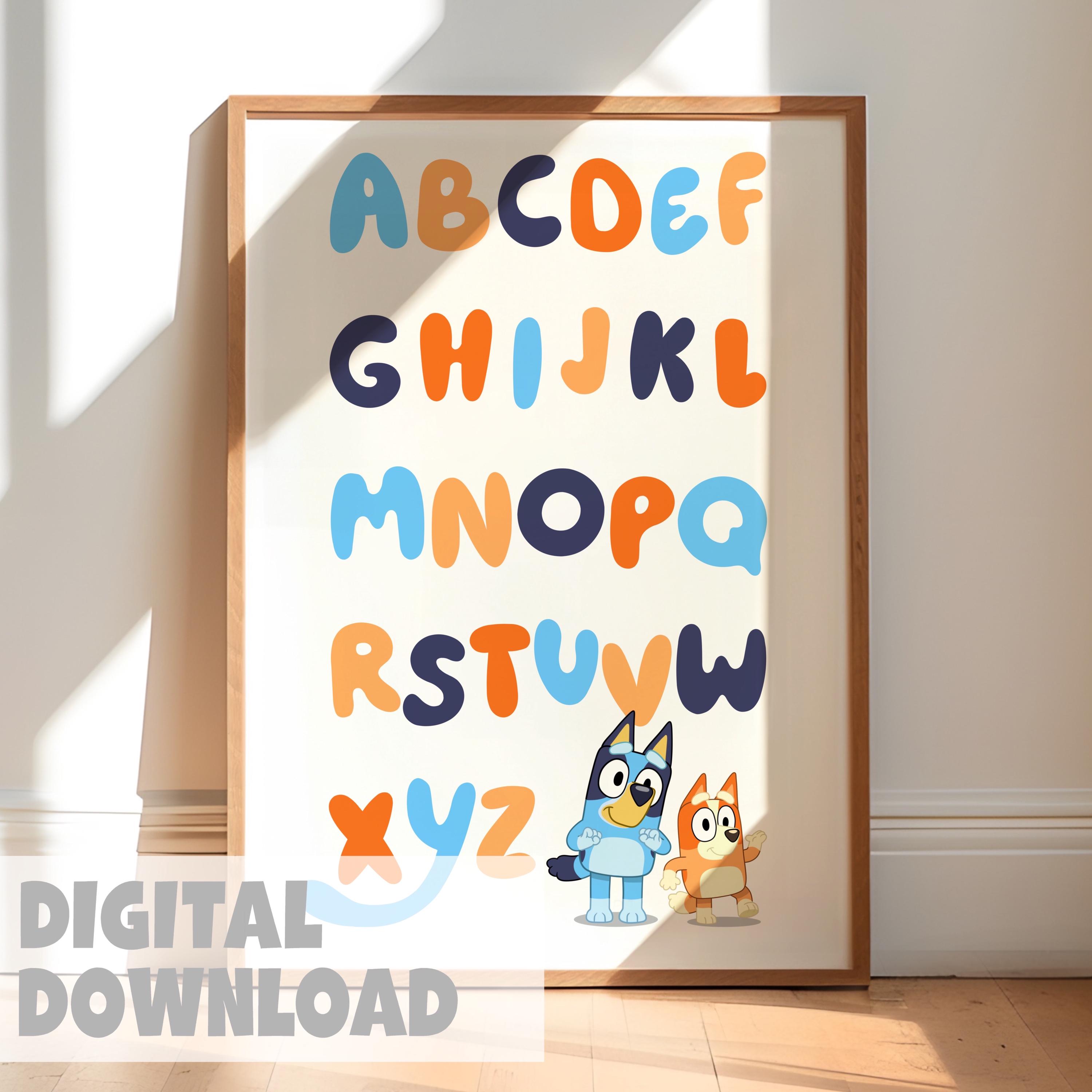 Bluey Inspired Alphabet Wall Art Printable for Kids Room | Fun ABC ...