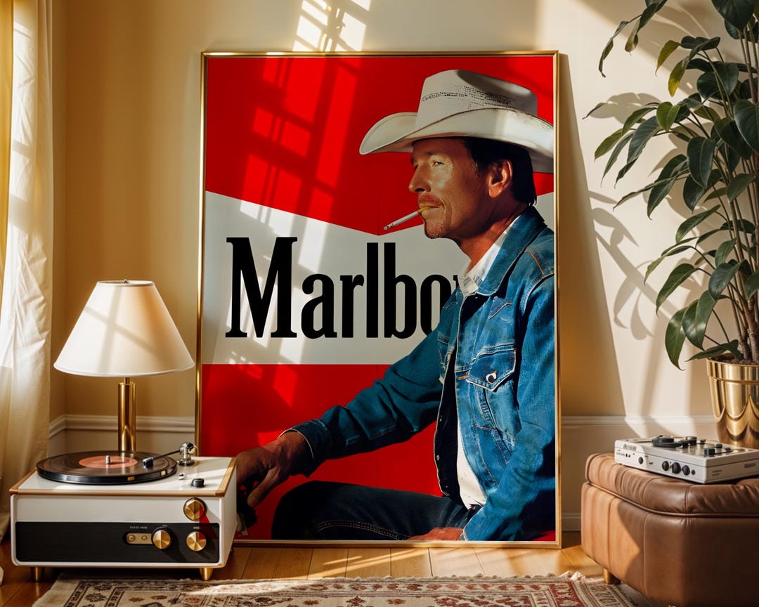 Vintage Marlboro Cowboy Print | Retro Western Americana Wall Art ...