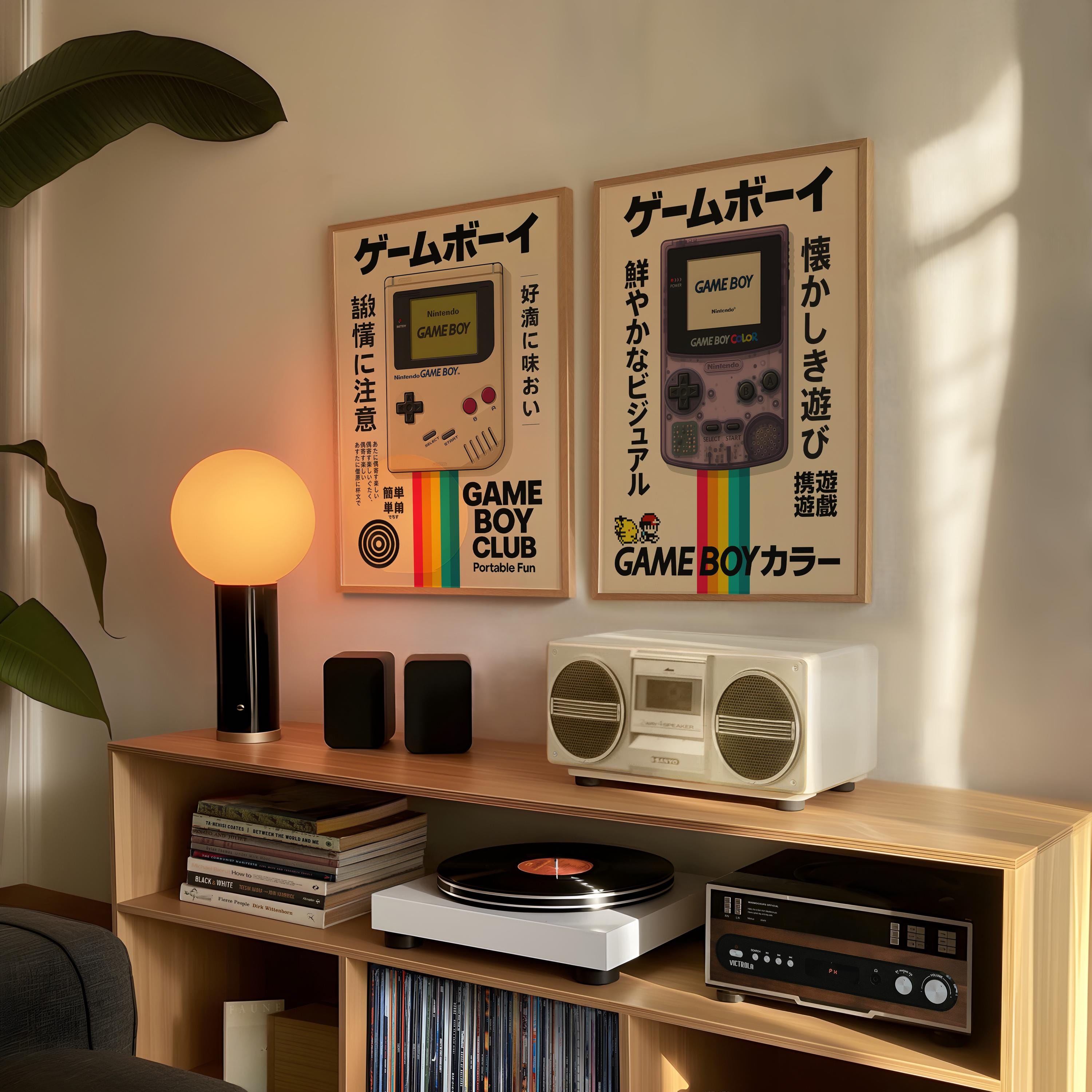 Game Boy Color Poster: Japanese Typography Retro Nintendo Art - Etsy