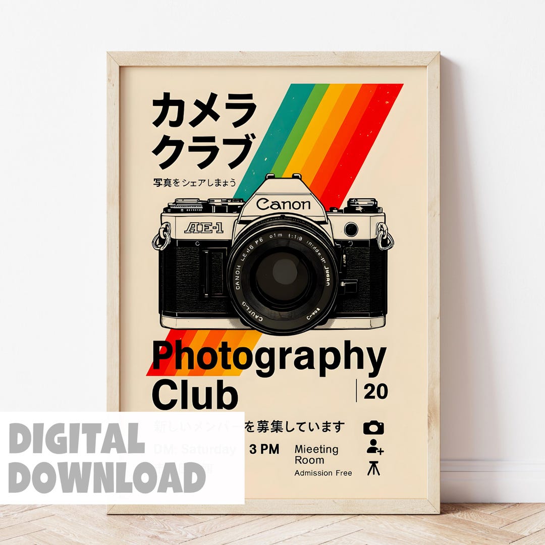 Retro Canon AE-1 Camera Poster Printable Wall Art – Vintage Photography ...