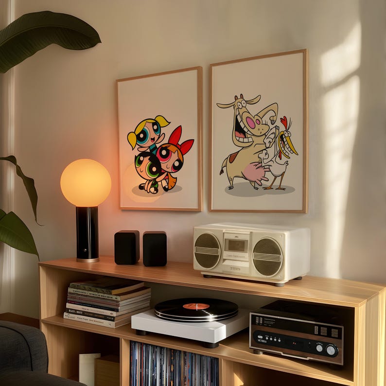 Cow and Chicken Poster | 90s Cartoon Wall Art | Retro Animation Print ...