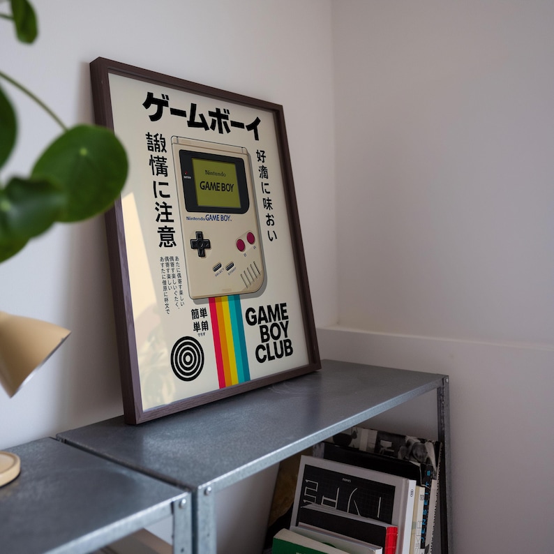 Retro Game Boy Poster | Nintendo Japanese Typography Print | 90s Retro ...