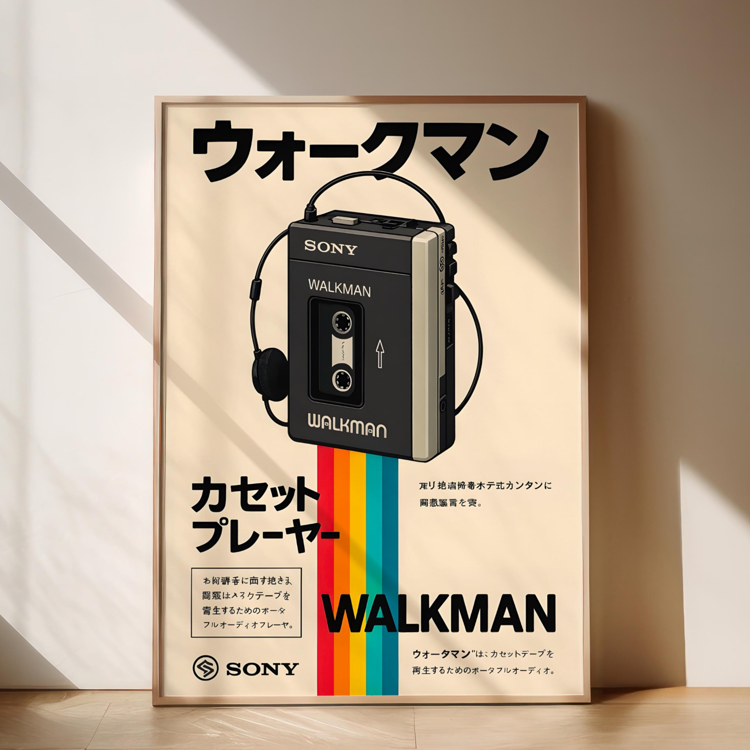 Retro Sony Walkman Poster - Vintage Japanese Typography Art Print ...