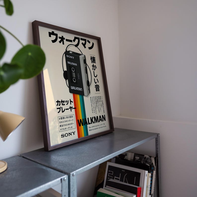 Sony Walkman Poster | Japanese Retro Tech Wall Art | Vintage 80s Print ...