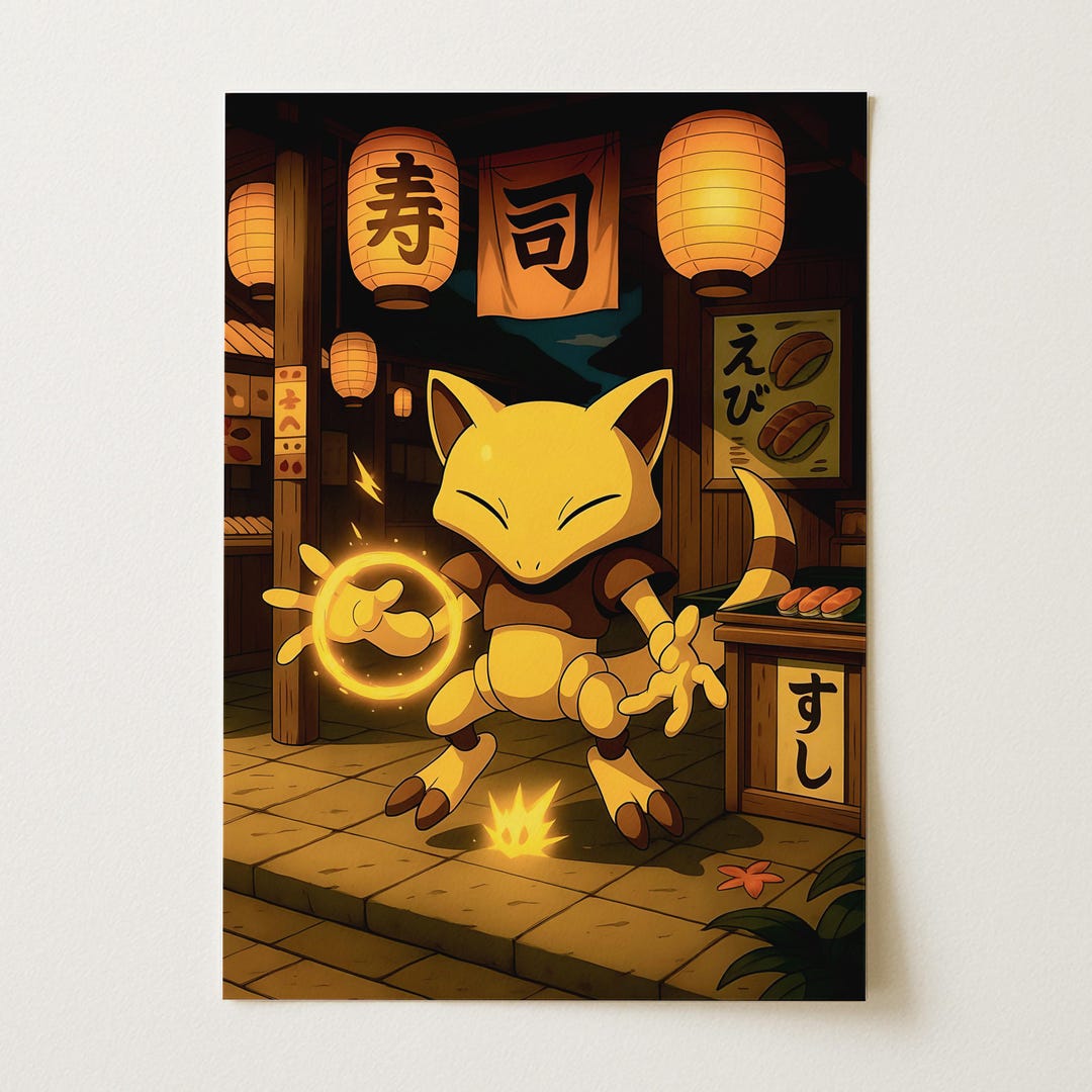 Abra Pokémon Poster | Japanese Anime Wall Art | Sushi Street Print for ...