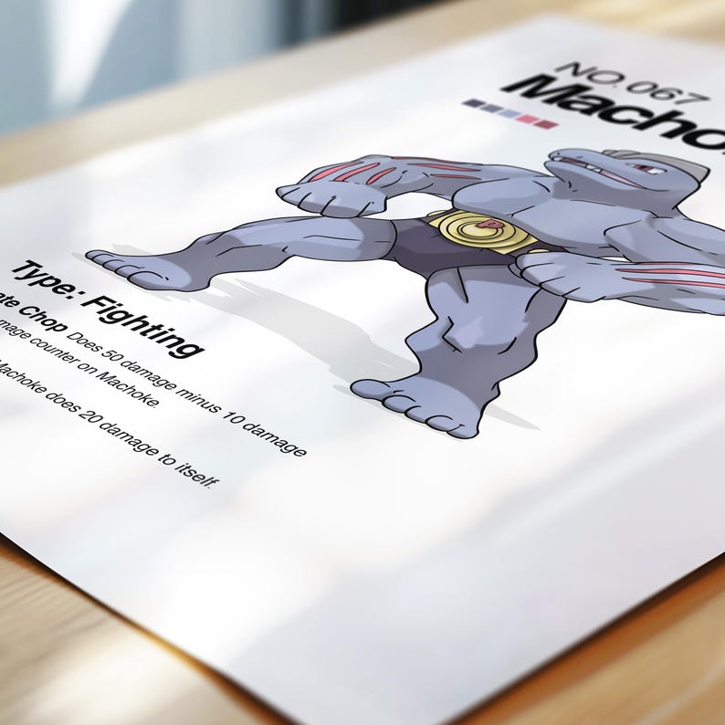 Machoke Pokémon Poster | Minimalist Japanese Anime Wall Art | Digital ...